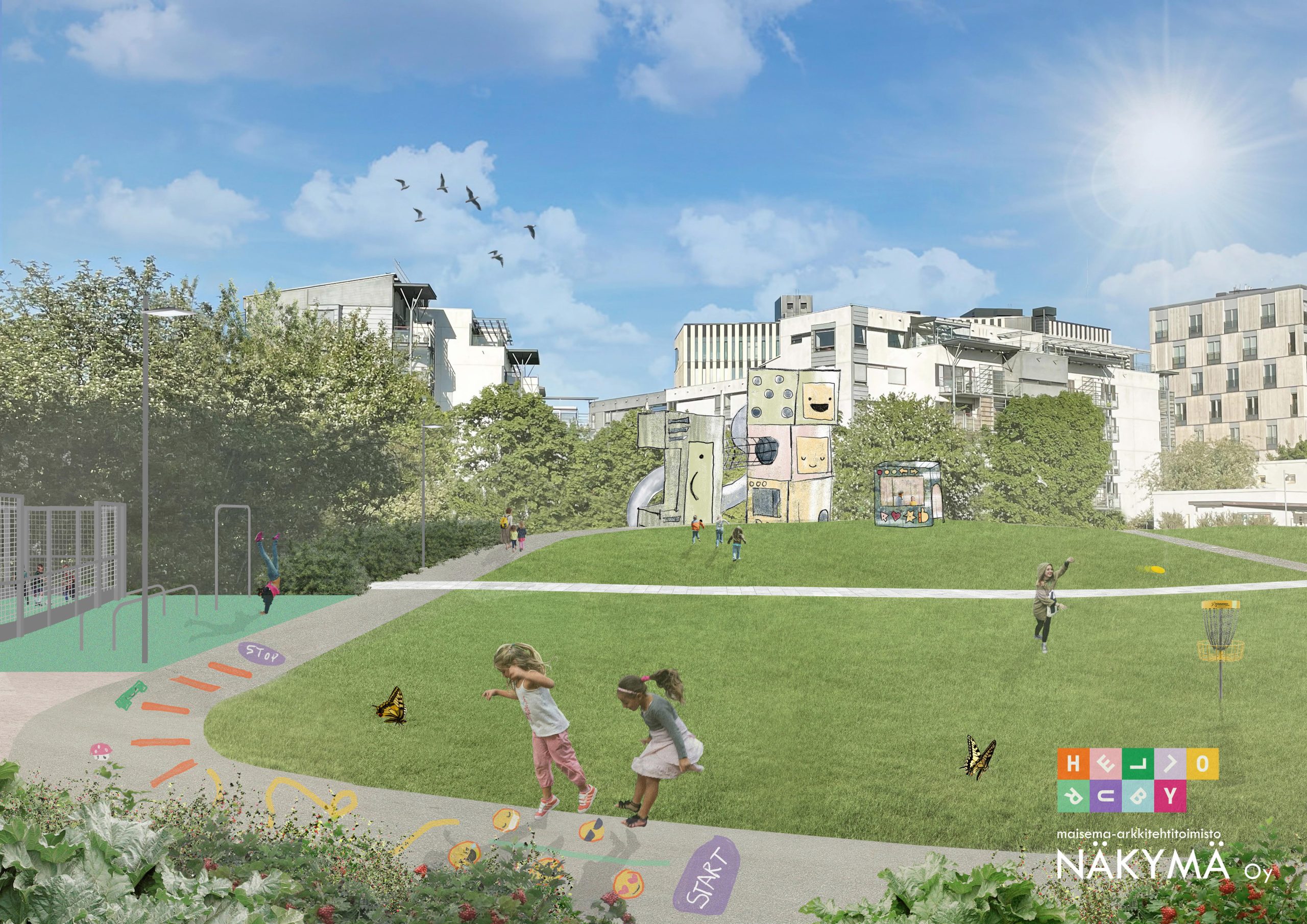 Computer-themed playground in Ruoholahti - Design Helsinki