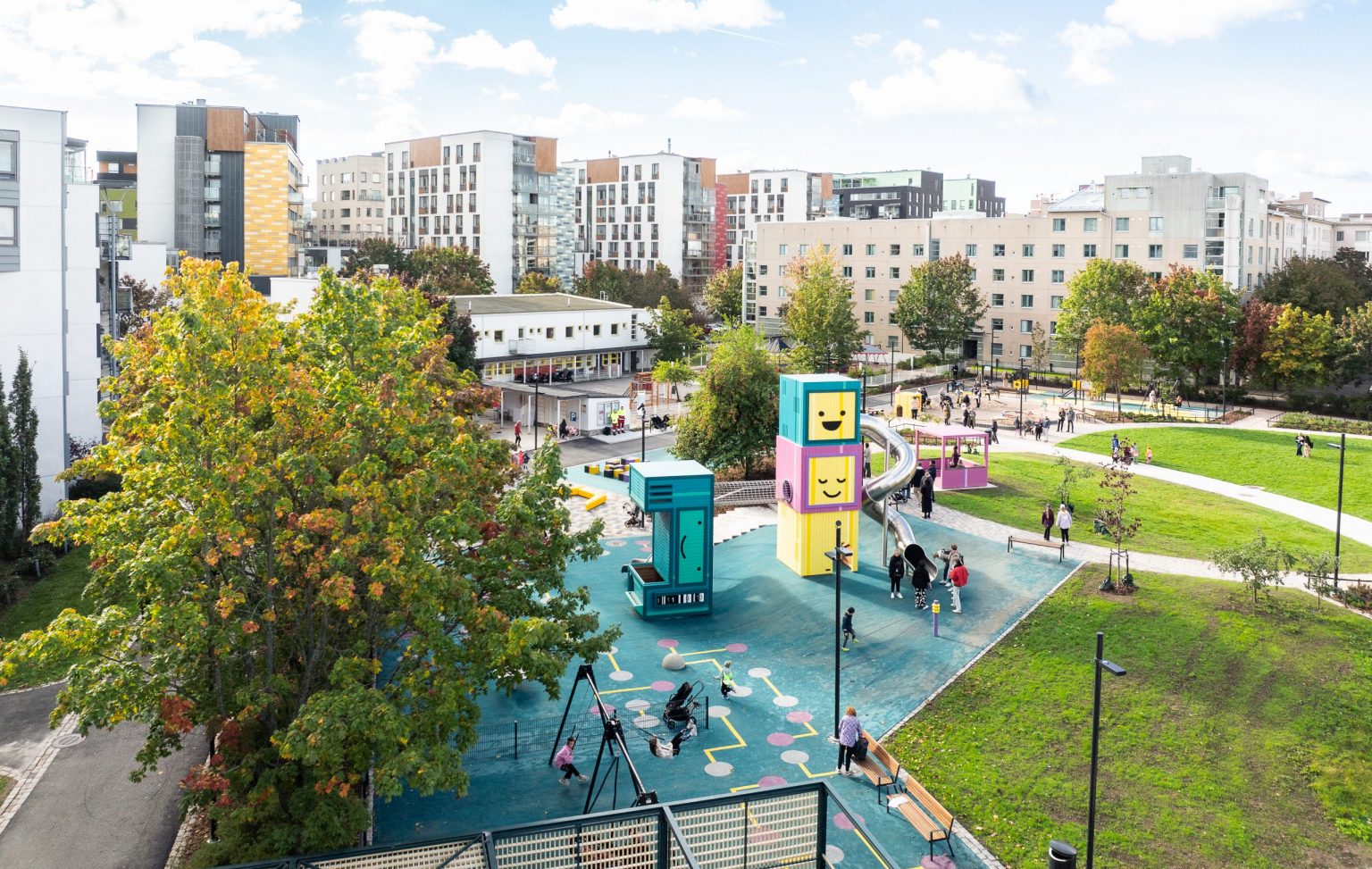 Computer-themed playground in Ruoholahti - Design Helsinki